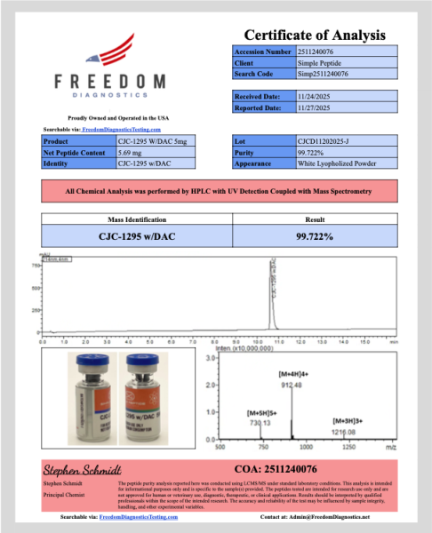 CJC-1295 w/ DAC 5MG - Simple Peptide